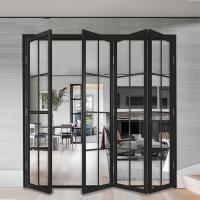 China Triplex Glass Sliding Door Aluminum Alloy Tempering Glass Folding Doors for sale