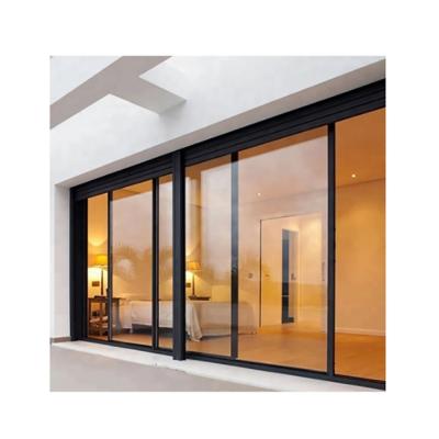China Aluminum Alloy Black Thick Frame Sliding Door for Residential Double Glazing by SKATE for sale