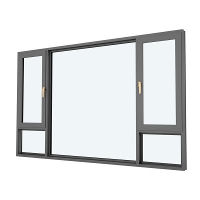 China Level 6 Water Tightness Modern House Design Soundproof Aluminum Alloy Casement Windows for sale