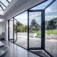 China Accordion Aluminium Folding Door Latest Design 10 Sealing Layers 35dB Sound Insulation for sale