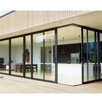 China Rolling Pull Opening Method SKATE Black End Aluminium Double Sliding Door for Household for sale