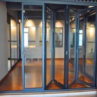 China Double Glazed Glass Bifold Door for 70mm Width Aluminum Frame and 1.4mm Wall Thickness for sale