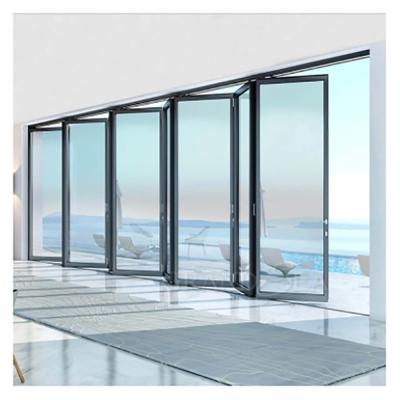 China Skate Large-Scale Aluminum Thermal Break Black Aluminium Alloy Bi-Fold Doors for Glass for sale