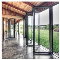 China Skate Large-Scale Aluminum Thermal Break Black Aluminium Alloy Bi-Fold Doors for Glass for sale