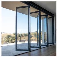 China Skate Large-Scale Aluminum Thermal Break Black Aluminium Alloy Bi-Fold Doors for Glass for sale