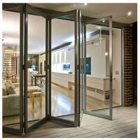 China Skate Large-Scale Aluminum Thermal Break Black Aluminium Alloy Bi-Fold Doors for Glass for sale
