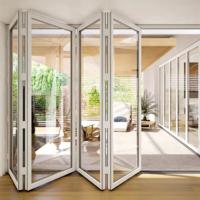 China Finished Surface Modern Commercial Bifold Doors with Tempered Glass and Low-E Glazing for sale