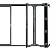 China 1.4mm Aluminum Wall Thickness Skate Sliding Doors Thermal Break Black Alloy Bi-Fold Panels for sale