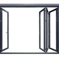 China 1.4mm Aluminum Wall Thickness Skate Sliding Doors Thermal Break Black Alloy Bi-Fold Panels for sale