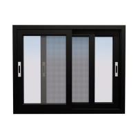 China Black Aluminium Double Glazed Glass Sliding Windows With High Wind Pressure Resistance for sale