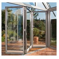 China Workshop Heat Insulation K Value ≤2.1 Thermal Break Black Aluminium Alloy Bi-Fold Doors for sale