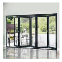 China Workshop Heat Insulation K Value ≤2.1 Thermal Break Black Aluminium Alloy Bi-Fold Doors for sale