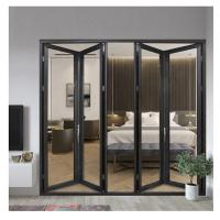 China Workshop Heat Insulation K Value ≤2.1 Thermal Break Black Aluminium Alloy Bi-Fold Doors for sale
