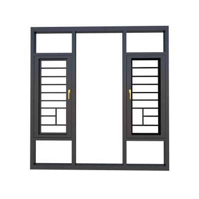 China Bedroom Aluminum Black Broken Bridge Casement Windows with and Level 8 Air Tightness for sale