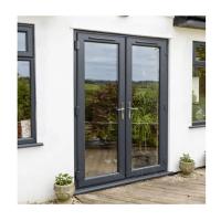 China Skate Household Thermal Break Double Glazing Aluminum Casement Doors With Black Frame for sale