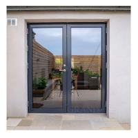 China Skate Household Thermal Break Double Glazing Aluminum Casement Doors With Black Frame for sale