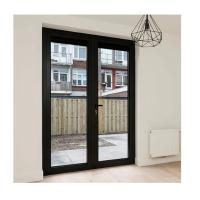 China Skate Household Thermal Break Double Glazing Aluminum Casement Doors With Black Frame for sale