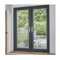 China Skate Household Thermal Break Double Glazing Aluminum Casement Doors With Black Frame for sale