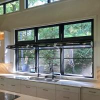 China Horizontal Opening Tempered Glass Aluminum Bifold Windows With Triplex Glass Upgrade for sale