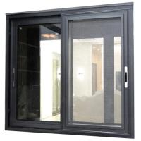 China Double Glazed Aluminium 3 Tracks Sliding Windows With Stainless Steel Screen Netting for sale