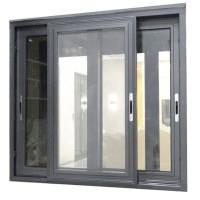 China Double Glazed Aluminium 3 Tracks Sliding Windows With Stainless Steel Screen Netting for sale