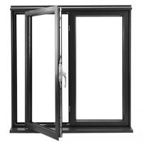 China Modern Style SKATE Waterproof Black Alloy Aluminium Double Glazed Casement Windows for sale