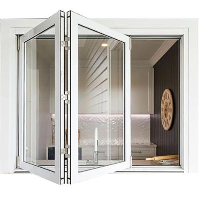 China Louver Curtain Double Tempered Aluminum Bi Fold Window For Housing Workshop Bathroom for sale