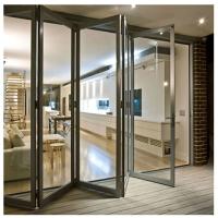 China Enhanced Energy Efficiency Aluminum Alloy Bifold Waterproof Doors With Stainless Steel for sale
