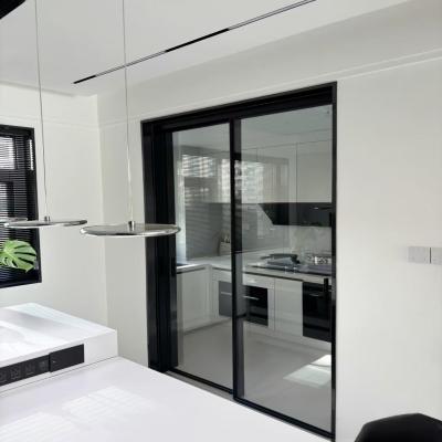 China Skate Stylish Thermal Break Aluminum Narrow Frame Sliding Door with Tempered Glass Panels for sale