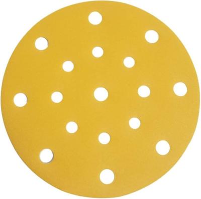China Sandpaper 6inch 17hole Gold Sanding Discs Finishing for Woodworking or Automotive for sale