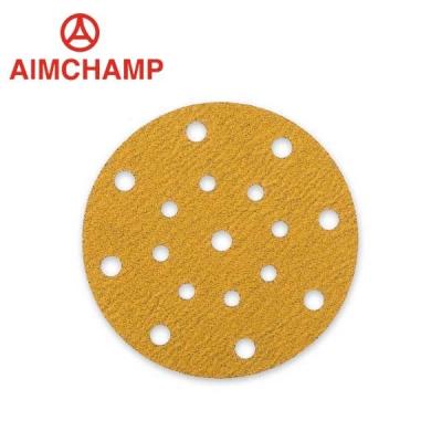 China 5inch 120 Grit Aluminum Oxide Round Sanding Disc Adhesive PSA Hook Loop Velcro for sale