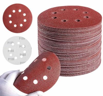 China Red Aluminum Oxide Hook And Loop Sanding Discs 80pcs Mix Grits Sandpaper Discs for sale