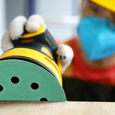 China 1000 Grit Hook And Loop Sandpaper Green Film Polyetser Sanding Disc for sale