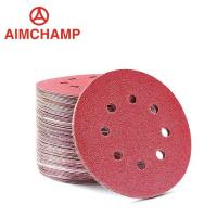 China Sanding Disc Sandpaper 6 Inch 150mm Red Aluminum Oxide Sand Paper 8 holes for sale
