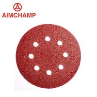 China Sanding Disc Sandpaper 6 Inch 150mm Red Aluminum Oxide Sand Paper 8 holes for sale