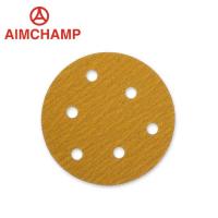 China Yellow Sanding Discs Aluminum Oxide Sandpaper 6 Inch 150mm 5inch 125mm for sale