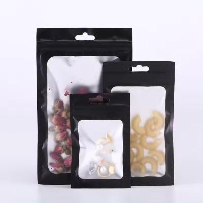 China Matte Black Odor Resistant Plastic Zip Lock Packaging Mylar Bag With Clear Window for sale
