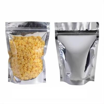 China Resealable Aluminum Foil Food Bag Storing Candy Cookies Nuts Tea Vertical Zipper Bag With Transparent Window for sale