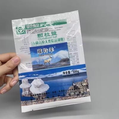 China Custom Print Three Side Seal Vacuum Back Seal Pouch For Salt Plastic White Mylar Zipper Pouch Packaging With Clear Windo for sale