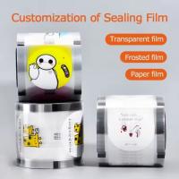 China Laminated Plastic Roll Sealing Film Packaging Custom Printed 90mm 95mm Common Sealing Film Pp Paper Film For Bubble Tea for sale