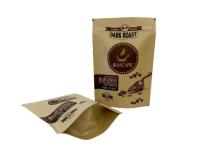 China Compostable Biodegradable Standup Flat Bottom Kraft Paper Food Packing Zipper Pouch Custom Printed Coffee Bag With Valve for sale