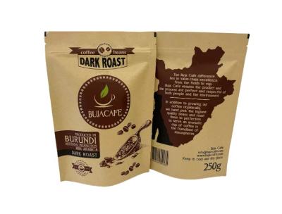 China Compostable Biodegradable Standup Flat Bottom Kraft Paper Food Packing Zipper Pouch Custom Printed Coffee Bag With Valve for sale