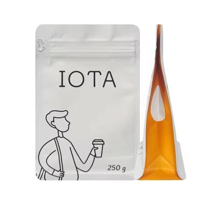 China Recyclable Custom Printed Flat Bottom 250g 1Lb Bean Coffee Bags Valve Side Gusset Side Packaging for sale