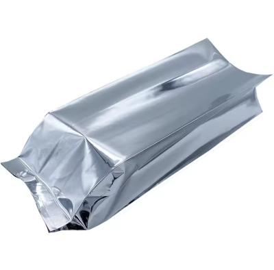 China Glossy Silver Aluminum Foil Laminated Heat Seal Back Sealing Side Gusset Food Packaging Pouch Coffee Bean Bags for sale
