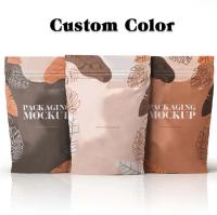 China Moisture Smell Proof Chips Cookie Snack Food Pouch Bag Kraft Paper Stand Up Zip Lock Pouch For Coffee Packaging Bag for sale