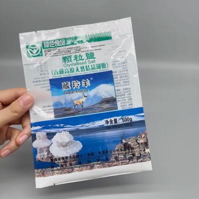 China Custom Print Three Side Seal Vacuum Back Seal Pouch For Salt Plastic White Mylar Zipper Pouch Packaging With Clear Window for sale