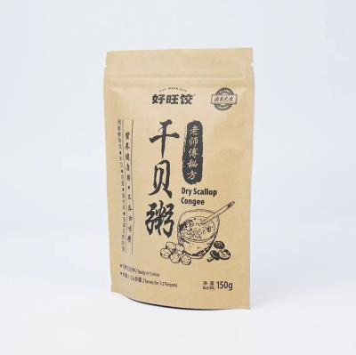 China Aluminium Foil Zipper Top Stand Up Pouch With Heat Seal Kraft Paper PET PE Plastic For Food Packaging for sale