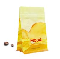 China Custom Logo Side Gusset Flat Bottom Coffee Beans Packaging Laminated 100g 150g 250g 500g 1kg Bags With Valve for sale