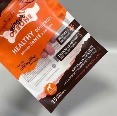 China Custom Print 3 Side Seal Transparent Sachet Cat Dog Food Snack Sachet Packaging Mylar Bag for sale