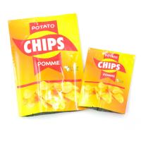 China Laminated Yellow Glossy Food Grade Plastic Bags For Potato Chips Heat Sealing Aluminum Foil Back Side Seal Bag For Snack Package for sale
